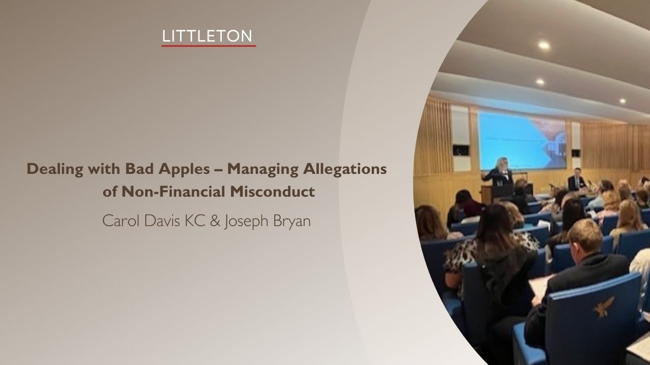 Managing Allegations of Non-Financial Misconduct - Carol Davis KC ...