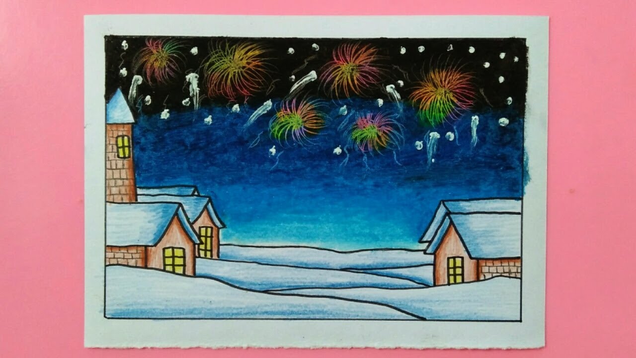 Drawing New Year Eve fireworks - YouTube