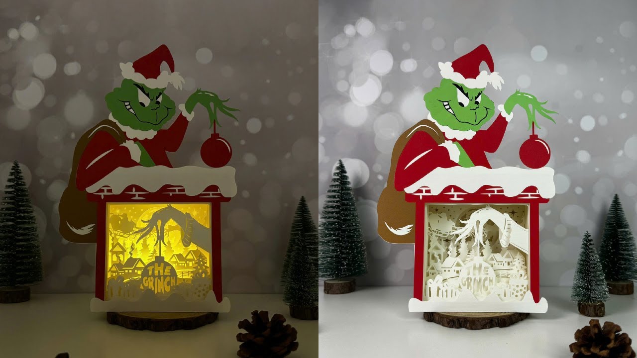 How To Make Paper Cut The Grinch Box 3 - YouTube