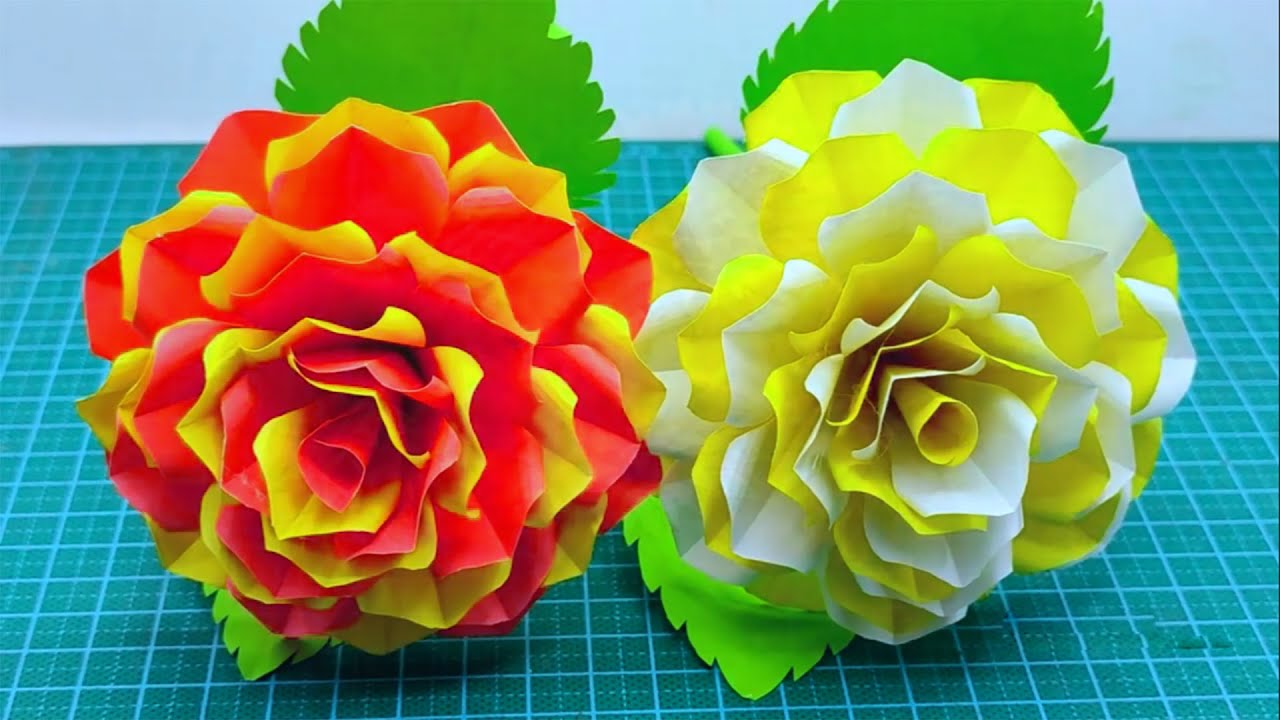 Easy Paper Flower Making For Decoration | Color Paper Flower - YouTube