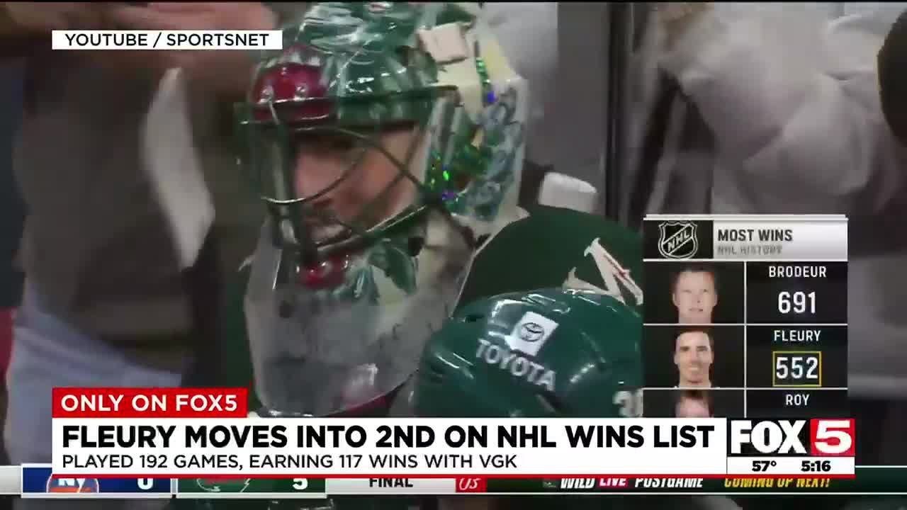 Fleury moves into 2nd on NHL wins list - YouTube