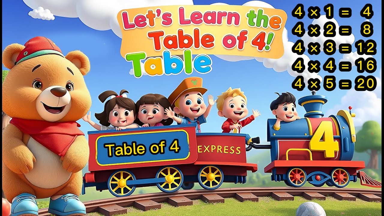 Table of 4 with Fun | Multiplication Table of 4 | Table of 4 Song for ...