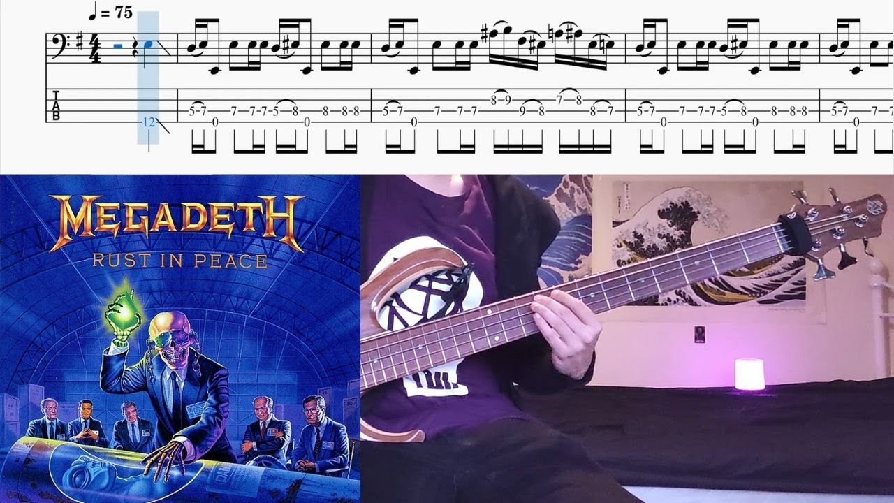 Megadeth - Dawn Patrol - Bass Cover (Tab and Notation in Video) - YouTube