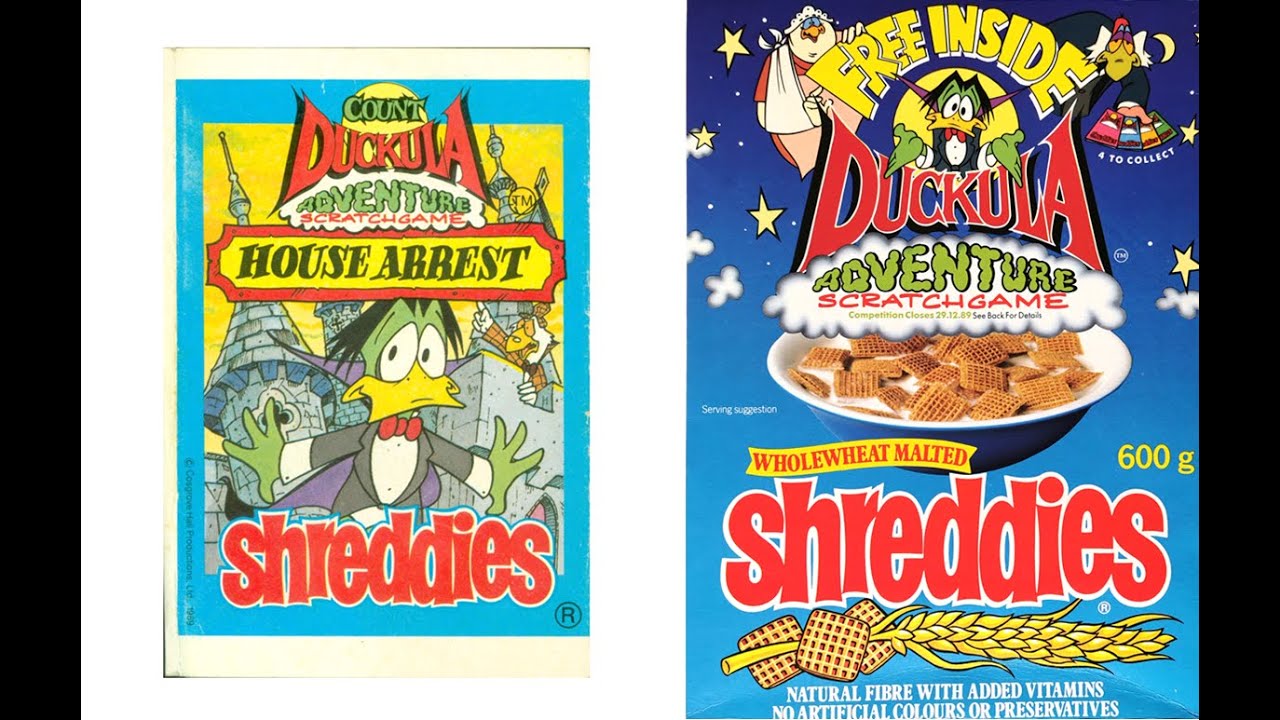 Shreddies Count Duckula Scratchcards Books & Cereal Advert (1989) - YouTube