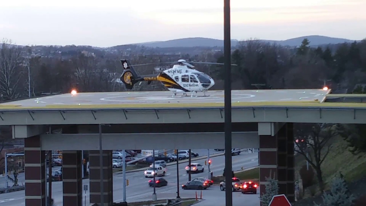 Stat Medevac 16 N527ME take off from york hospital - YouTube
