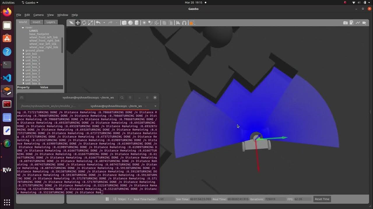 Autonomous Traversal with Obstacle Avoidance of a 4 wheeled bot using ROS Gazebo - YouTube