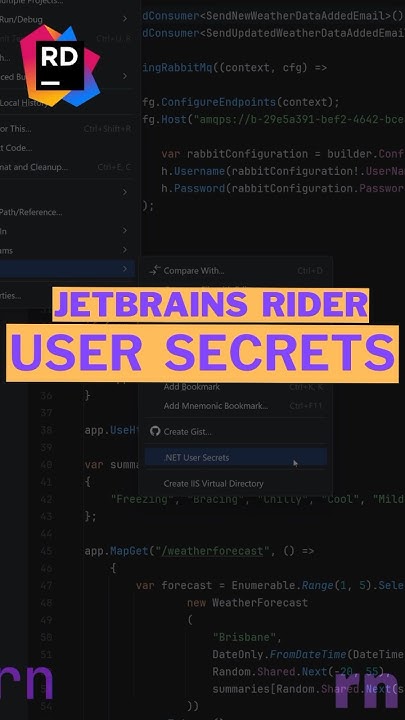 .NET User Secrets | JetBrains Rider | ASP NET Core - YouTube