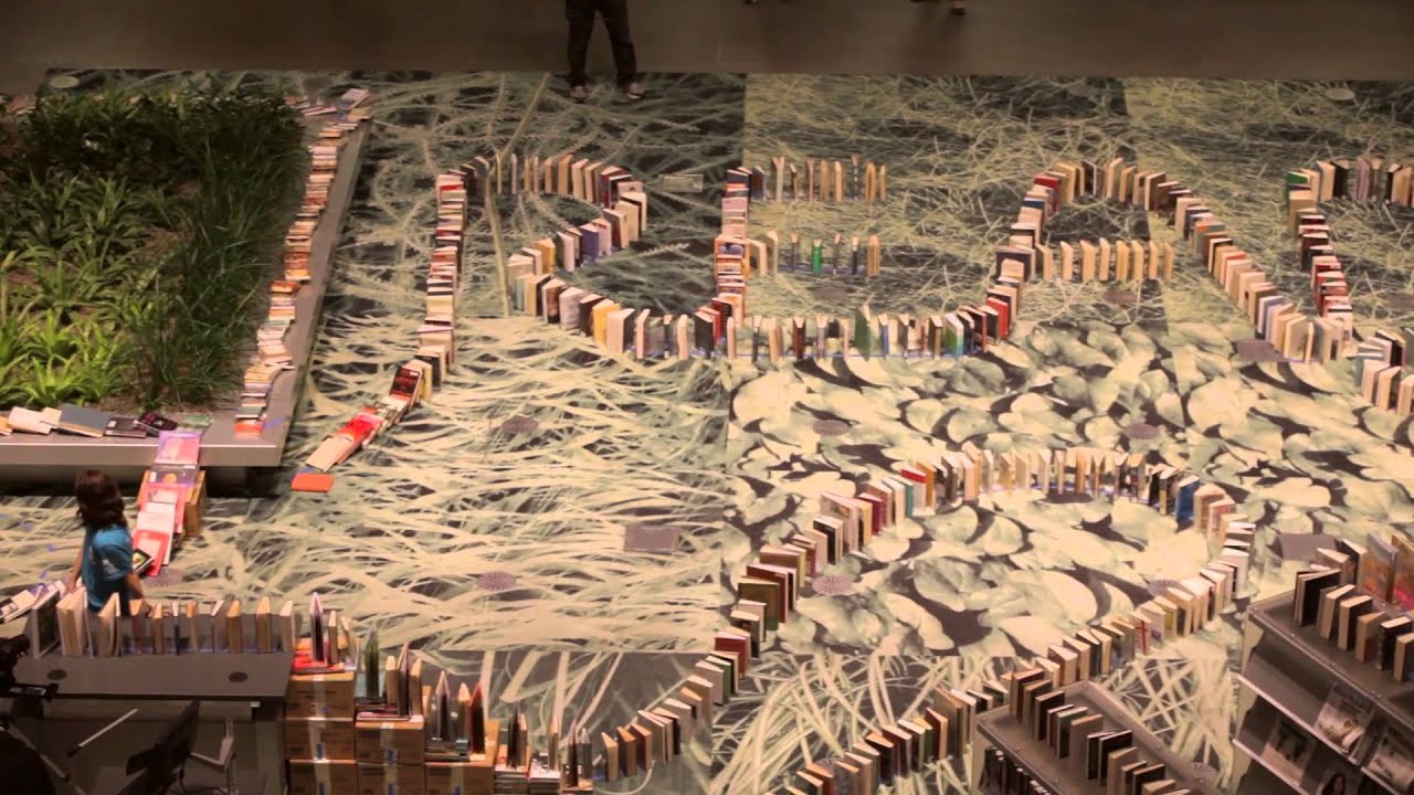 Seattle Public Library, Domino Book Chain World Record Video - YouTube