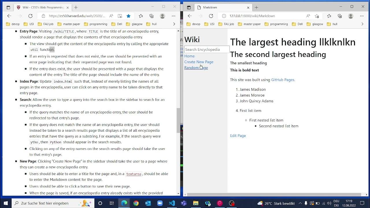 Cs50w Web Programming Project 1 Wiki Youtube