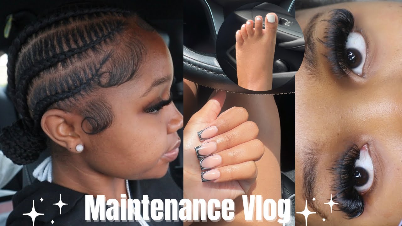 48HR MAINTENANCE VLOG | stitch braids, lash appt, nails appt, toes ...
