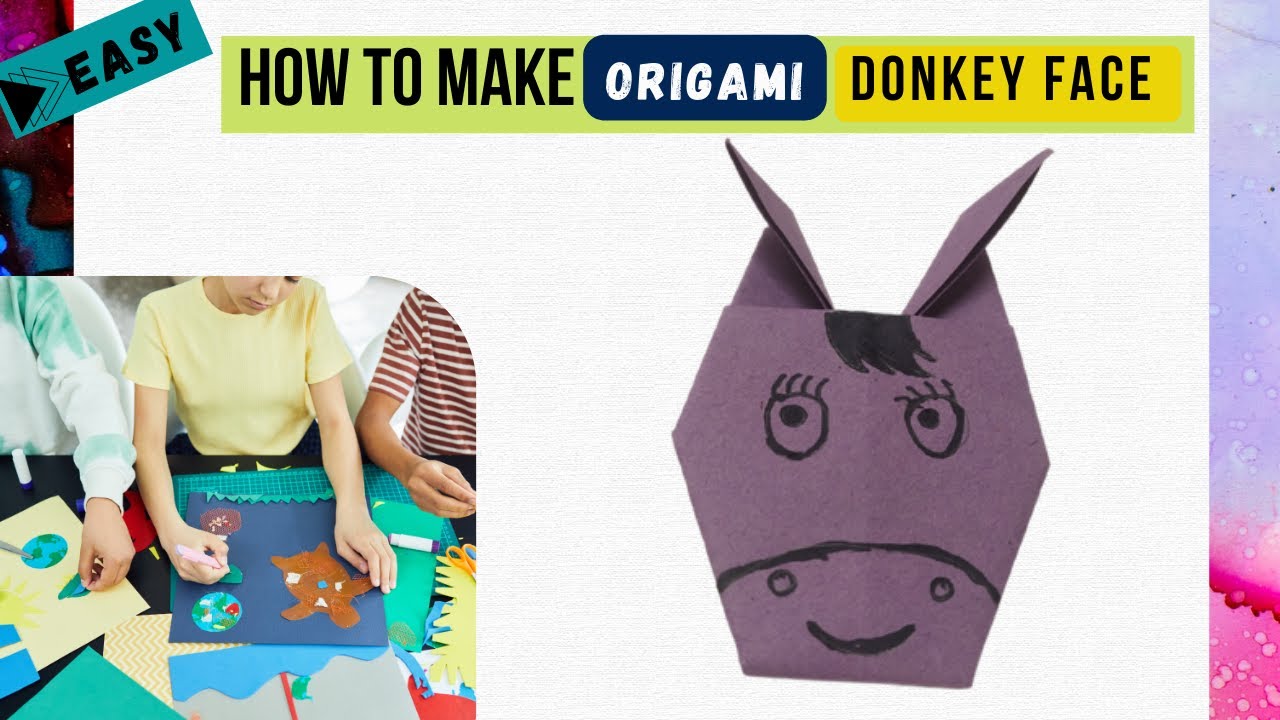 How to make Donkey Face with paper for Beginners | | Origami Donkey ...