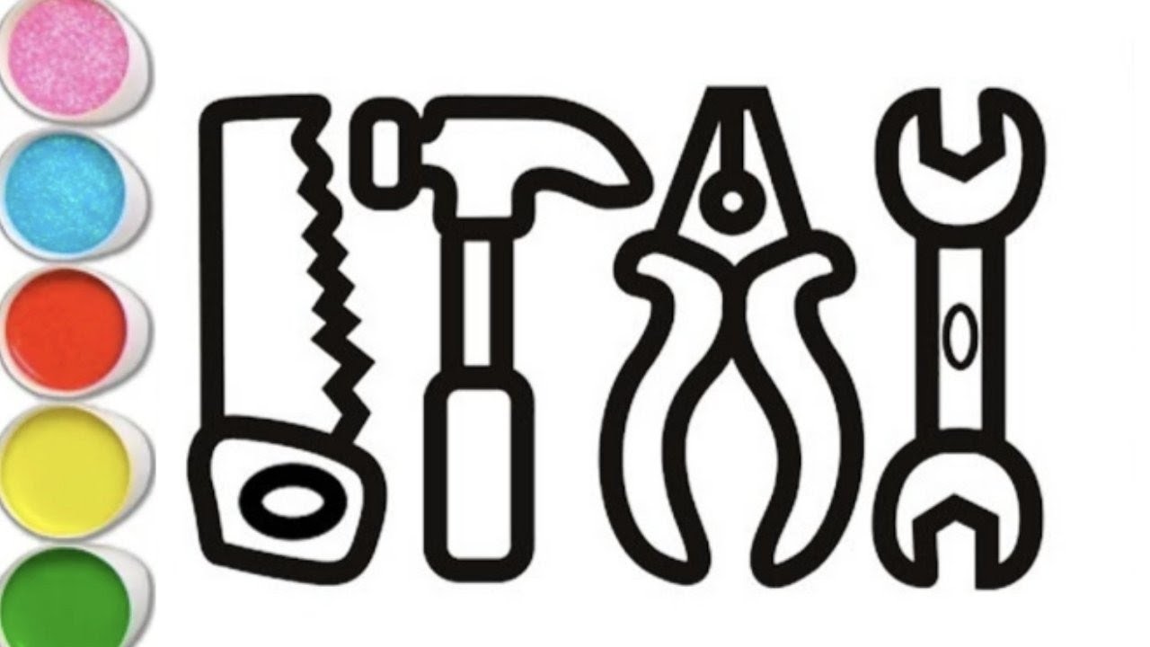 How to draw machinery tools | Draw machinery tools for kids and ...