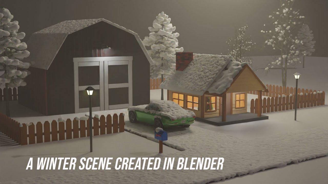 A Winter Scene Created in Blender - YouTube