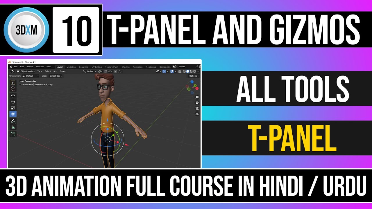 3D Animation Course Class 10 | T Panel and Gizmo in Blender - YouTube