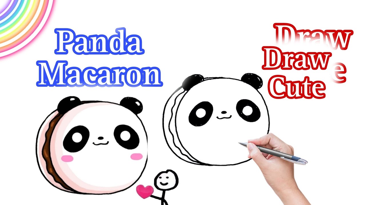 How To Draw A Cute PANDA MACARON Clipart,To Draw step by step, DL cute things - YouTube