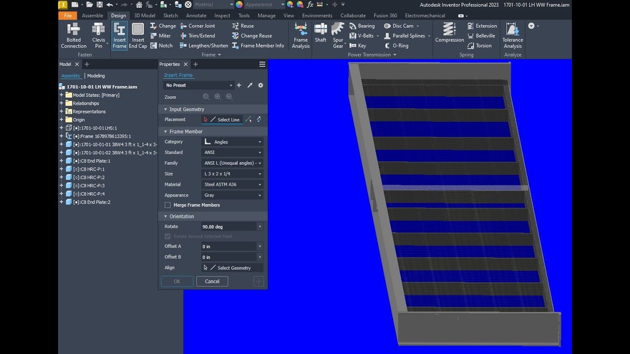 Autodesk Inventor Basic Frame Generator - YouTube