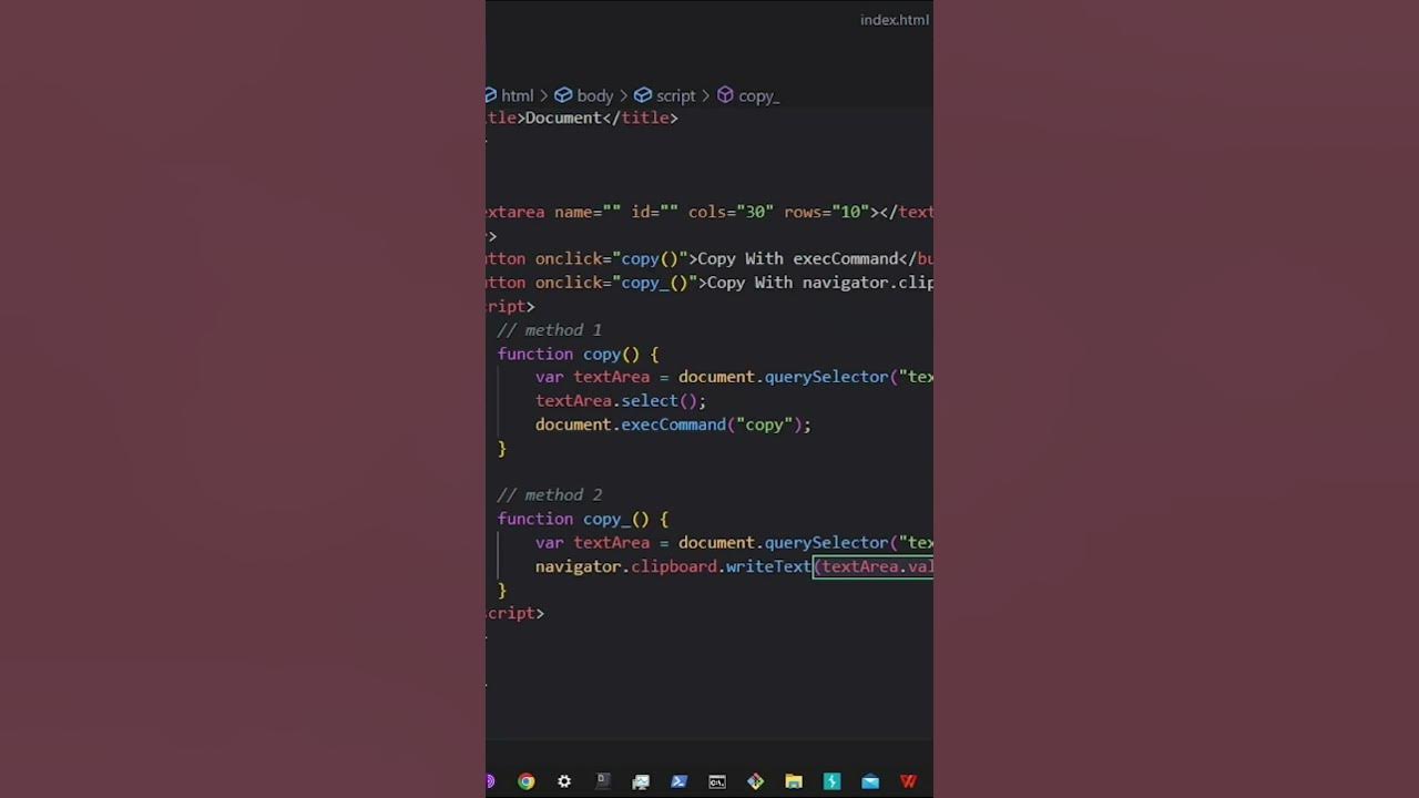 Copy Text With JS Two Ways #JavaScript #execCommand #navigatorclipboard #webdevelopment - YouTube