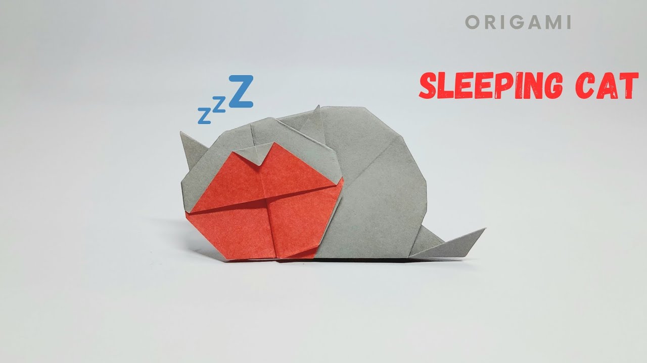 Origami Sleeping Cat | Tutorial Origami Kucing - YouTube