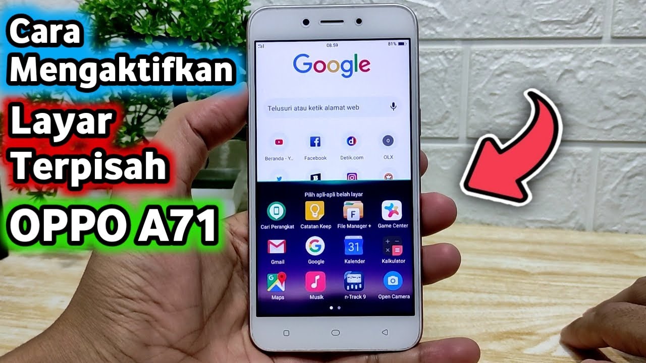 Cara Mengaktifkan Layar Terpisah Di HP Oppo A71 - YouTube