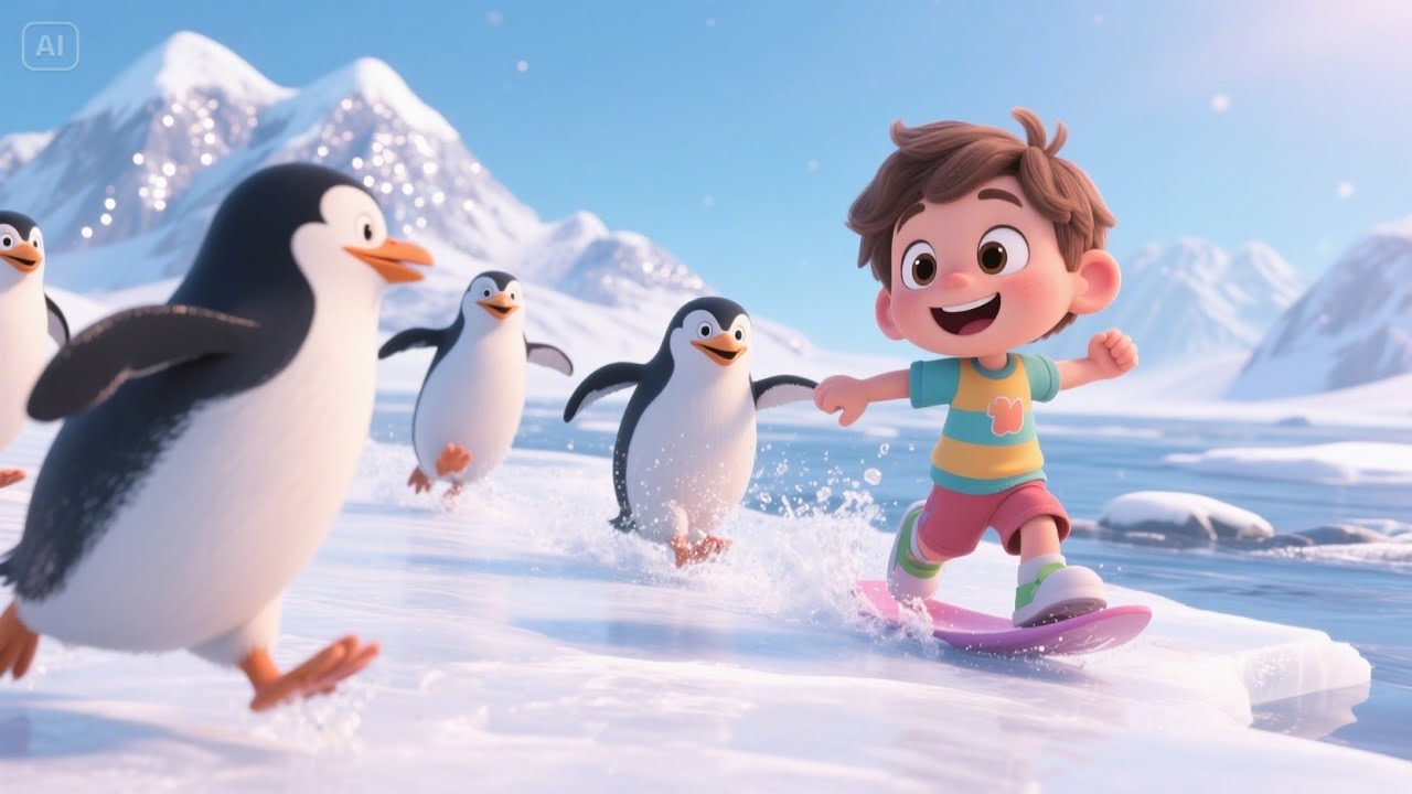 Little Penguins Slide on the Ice | Adorable Penguin Song for Kids | Fun ...