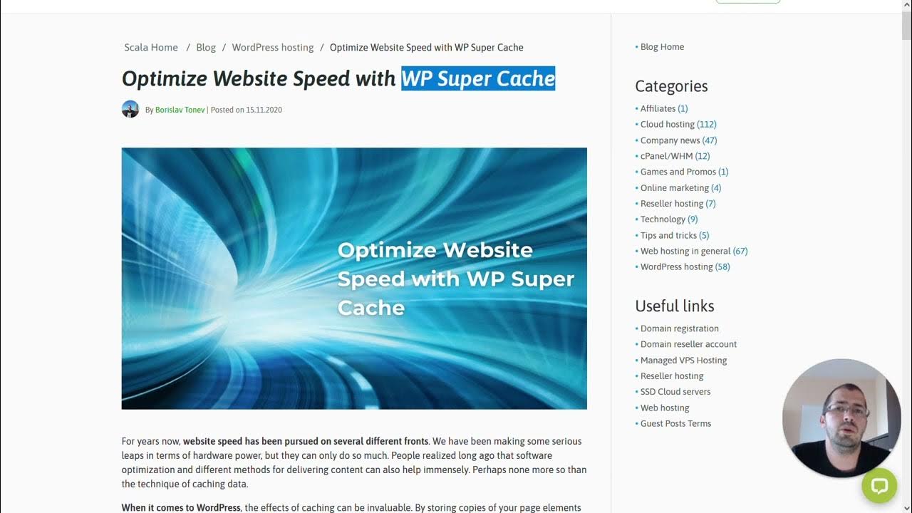 ScalaHosting - Optimize Website Speed with WP Super Cache - YouTube