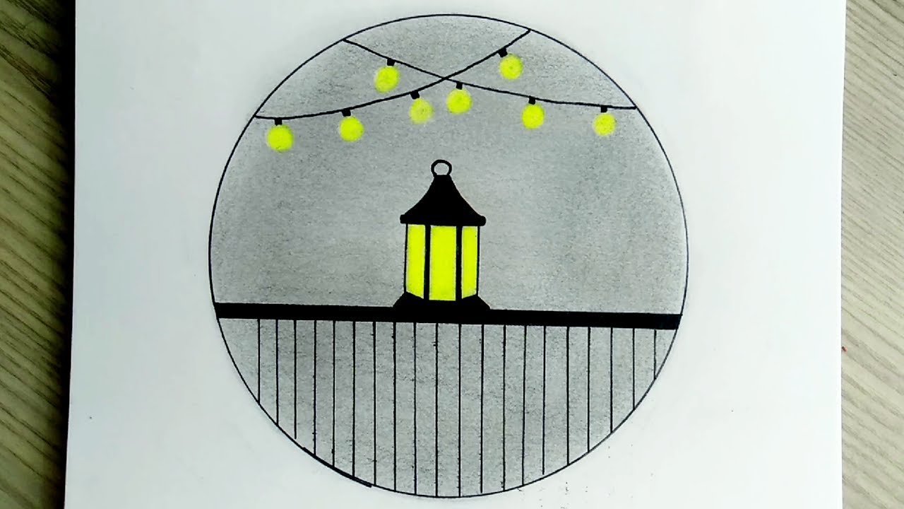 رسم رمضان رسومات رسم فانوس رمضان سهل خطوه بخطوه بالرصاص للمبتدئين