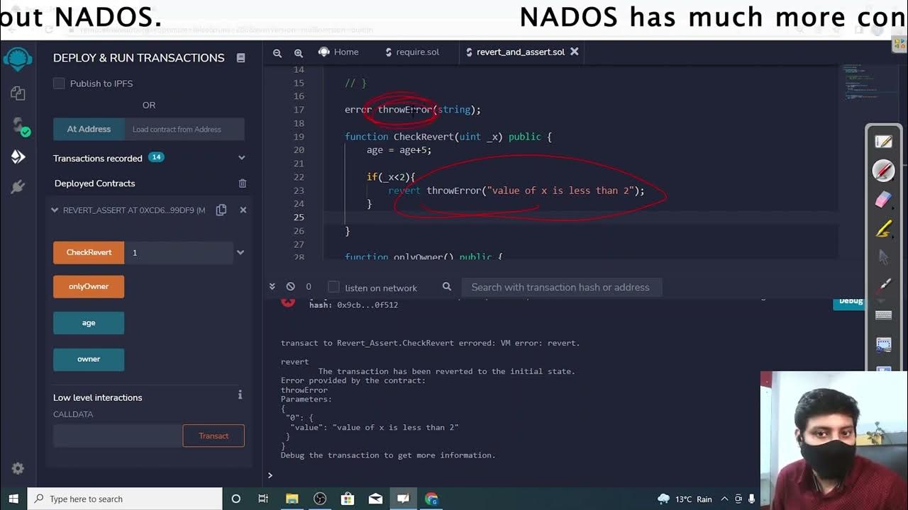Revert and Assert | Blockchain | Solidity ^0.8 in Hindi - YouTube