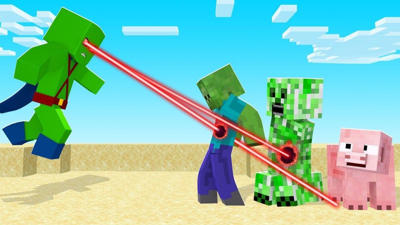 Using ALIEN LASER VISION In Minecraft! (super strong!) - YouTube