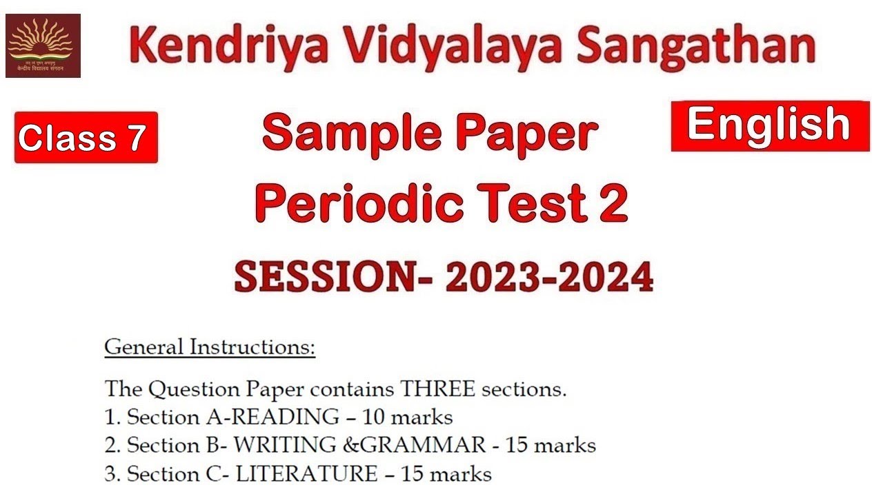 KVS PT-2 -English -Class 7 || Question Paper with Solution || Sample ...