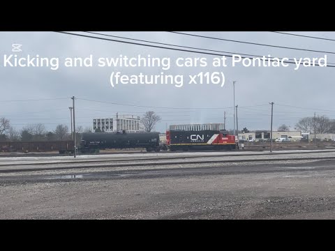 Kicking and switching cars at Pontiac yard - YouTube