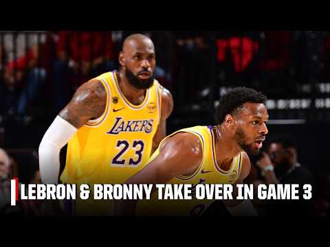 LeBron James throws lob to Bronny James, hits TOUGH shots in Game 3 vs. Rockets 🔥 | NBA on ESPN