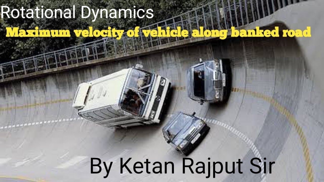 Rotational Dynamics - Maximum velocity of vehicle along banked road ...