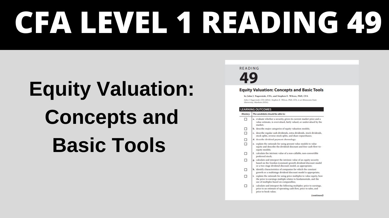 Equity Valuation: Concepts and Basic Tools - CFA Reading 49 Level 1 - YouTube