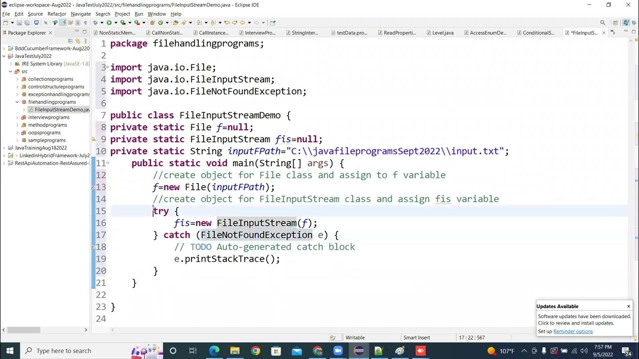 CoreJava FileHandling How to read data=From Files Sept20220906 - YouTube