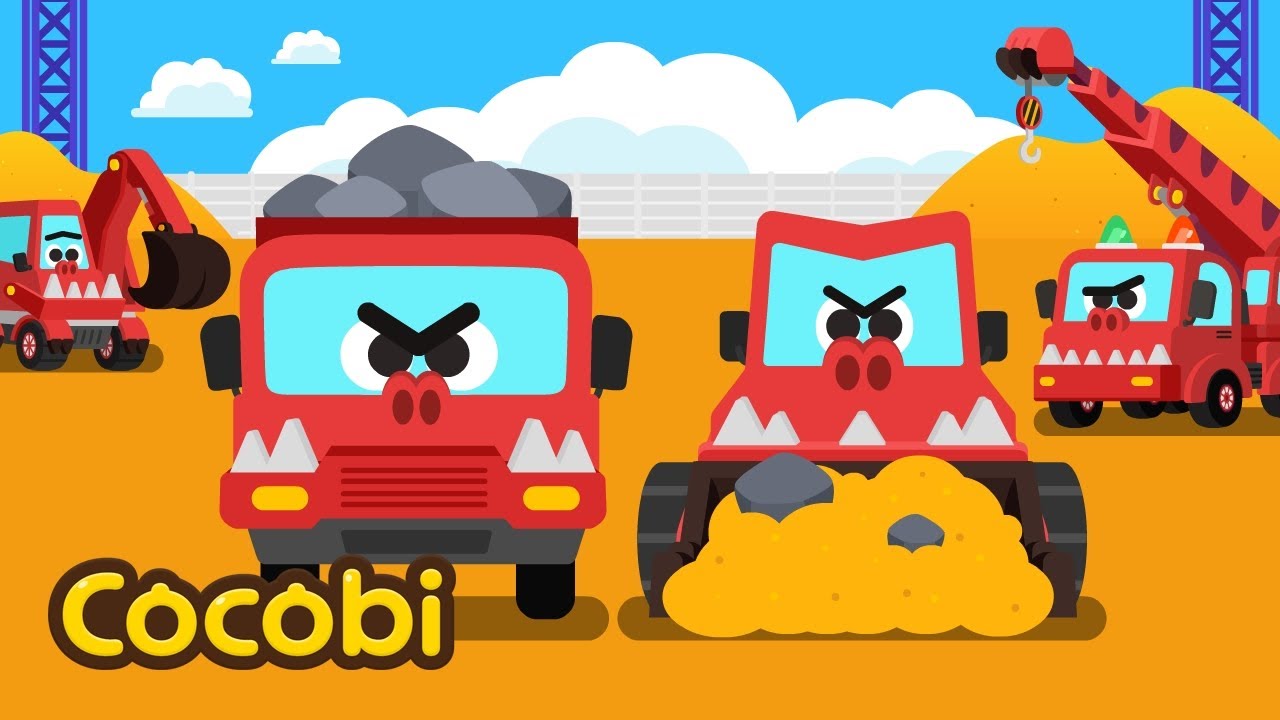 T-Rex Heavy Vehicles | Songs for Kids | Cocobi - YouTube