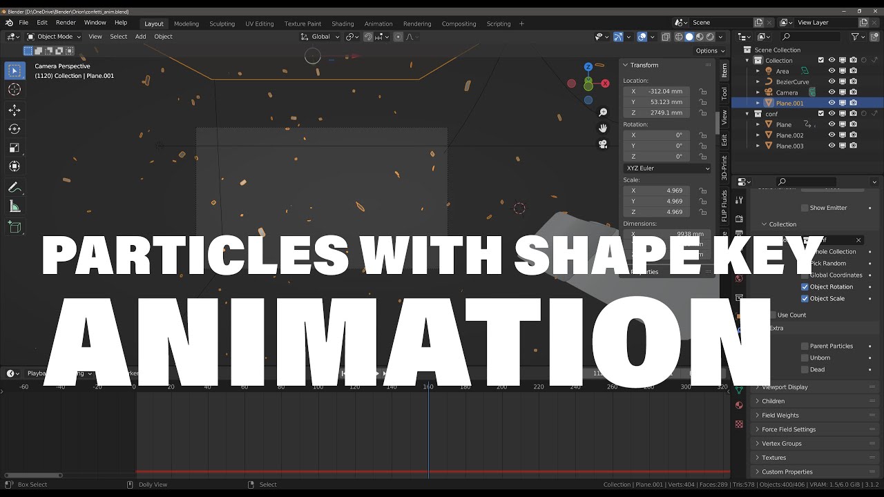 Real confetti with shape keys animation particles collection - blender ...