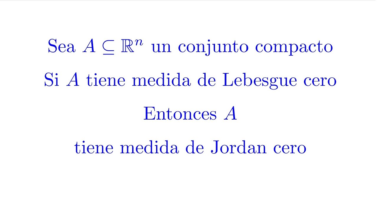 Si A Compacto tiene Medida de Lebesgue Cero entonces tiene Medida de ...