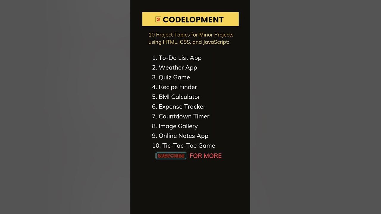 Html Css Javascript Projects For Beginners Javascript Projects For Beginners Projectideas