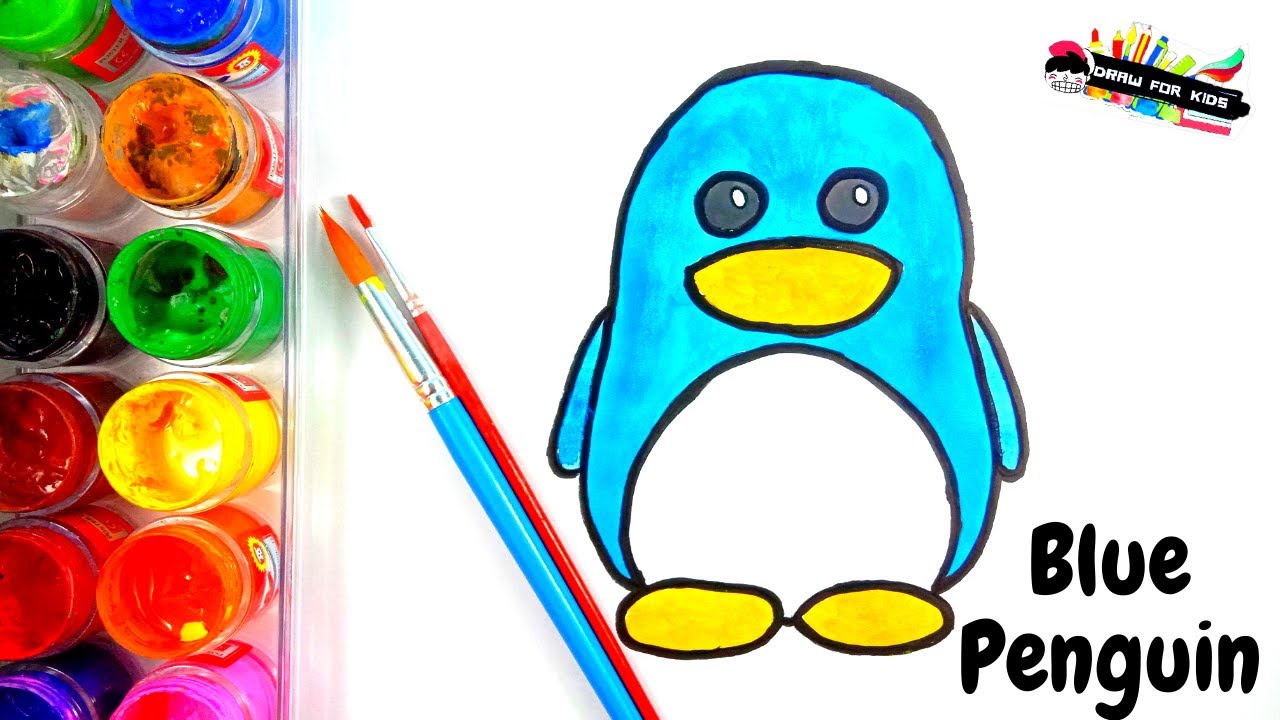 Cara Menggambar Pinguin Biru - Draw for Kids - YouTube