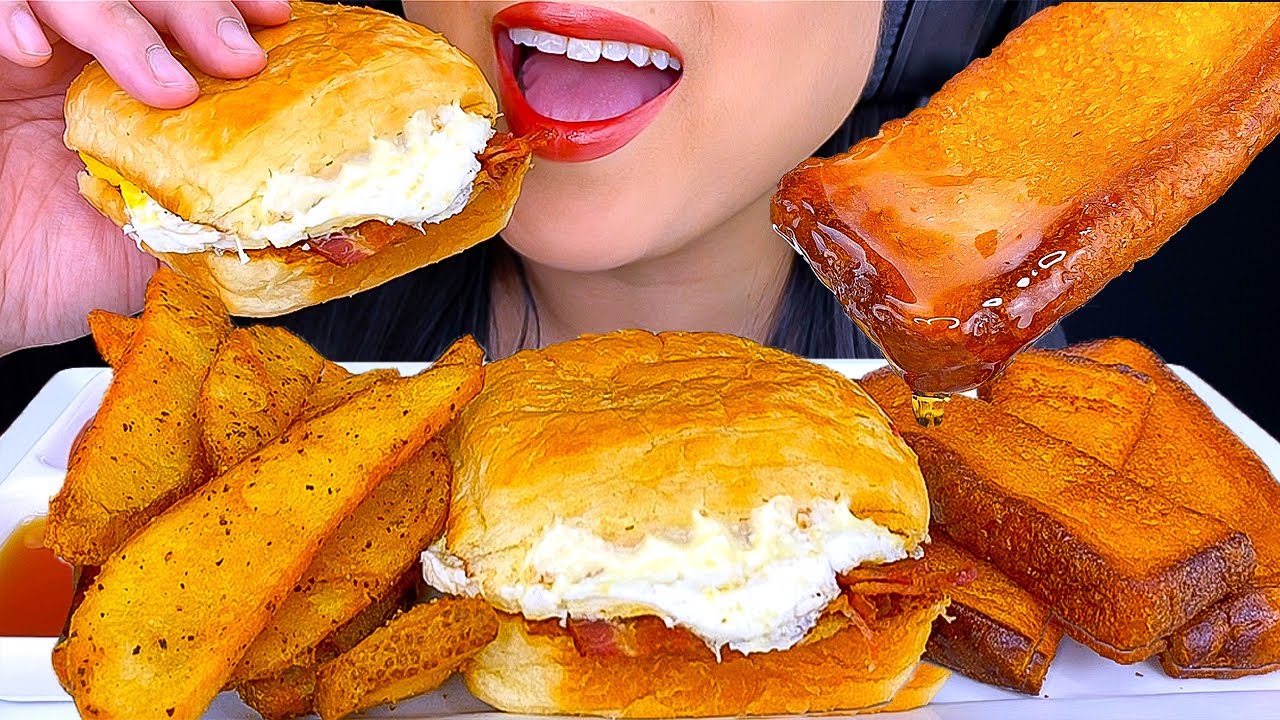 ASMR WENDY'S BREAKFAST FRENCH TOAST STICKS, BACON EGG CROISSANT ...