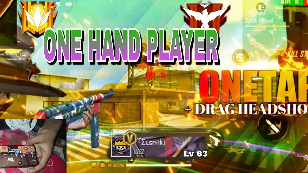 one hand player 😢playing free fire 🔥one tap player awm pro and my heart ...