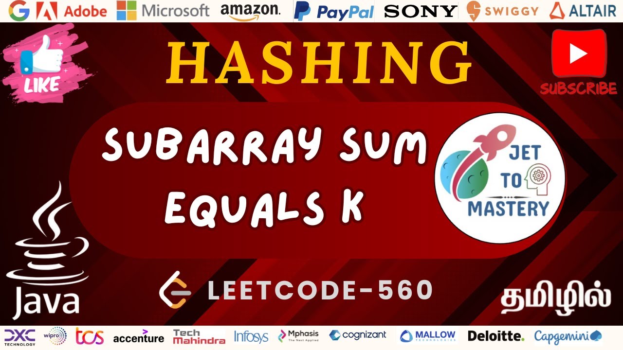 Leetcode 560 Count Subarray With Given Sum Subarray Sum Equals K