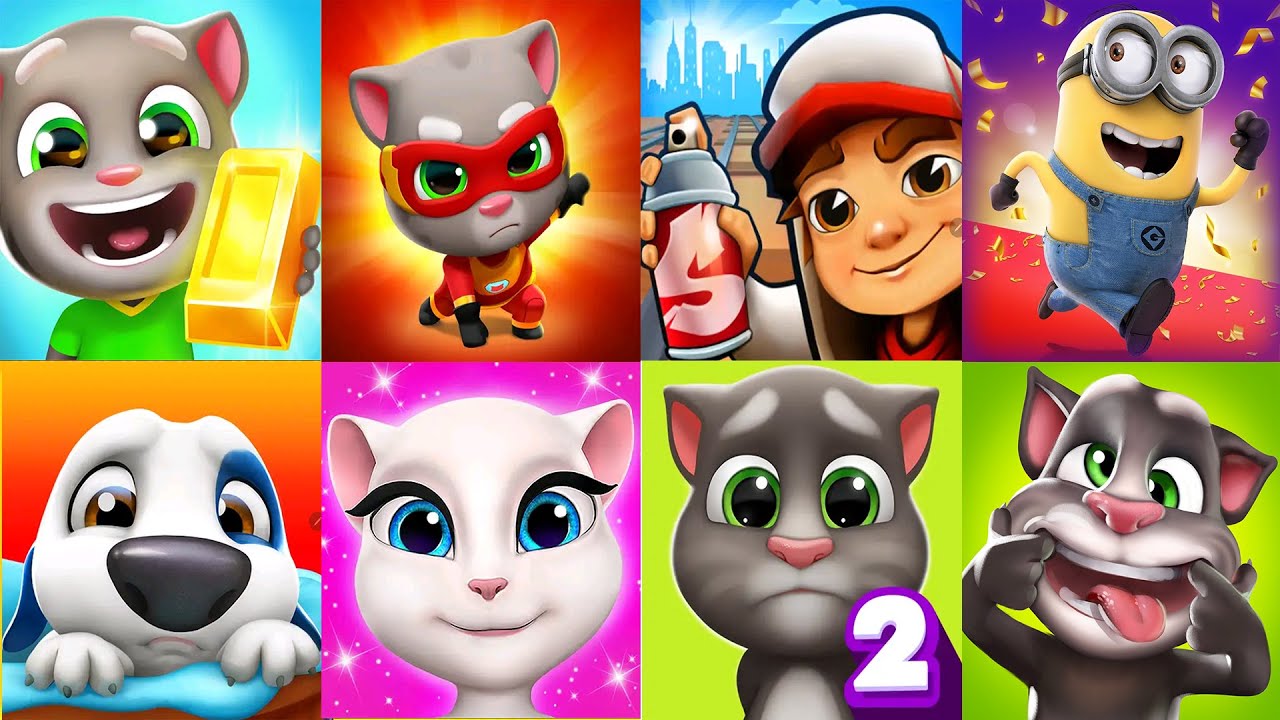 My Talking Tom 2 vs Subway Surf - Talking Tom Gold Run vs Hero Dash vs ...
