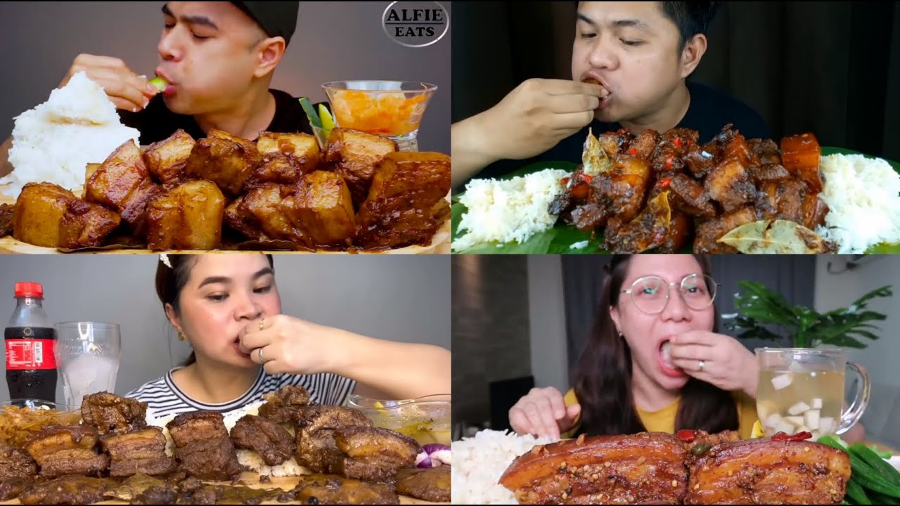 ASMR mukbang | mukbanger eating delicious Pork adobo - YouTube