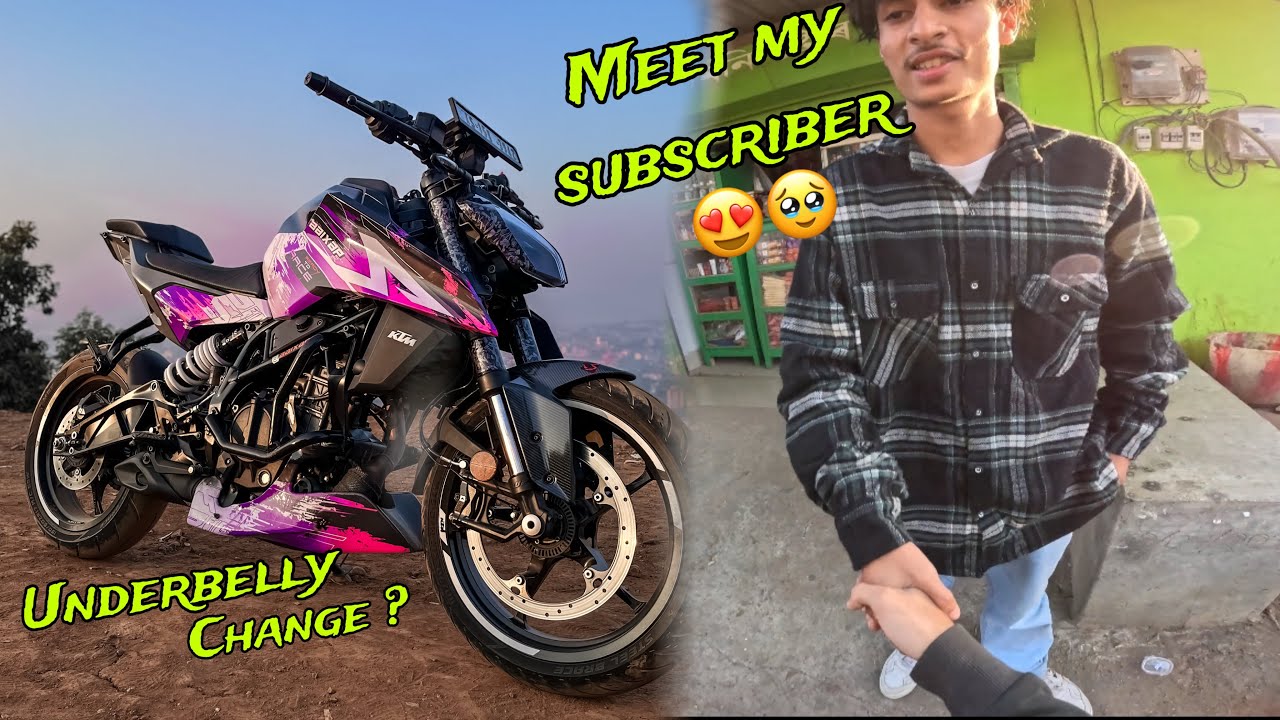 First time meet my subscriber 🥹🤌 Ktm duke 250 underbelly issue // new underbelly install ?great ...