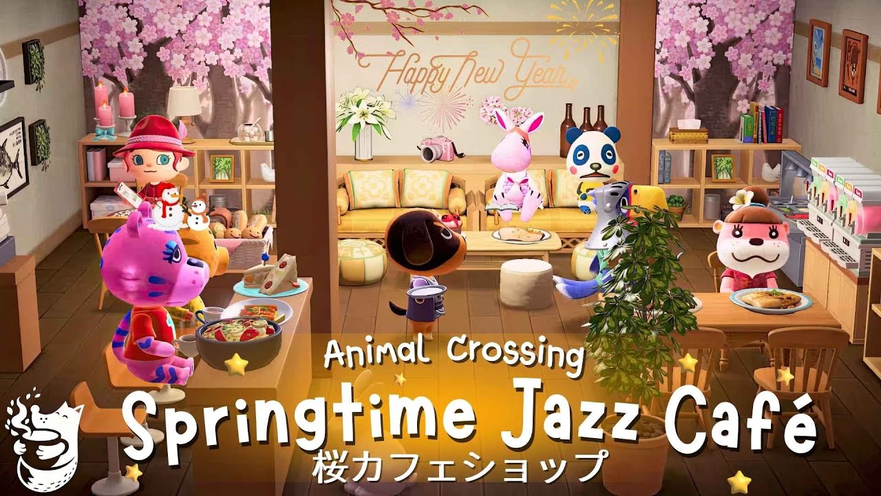 🌸Springtime Jazz Café: Animal Crossing with Blossom Ambience | Music ...