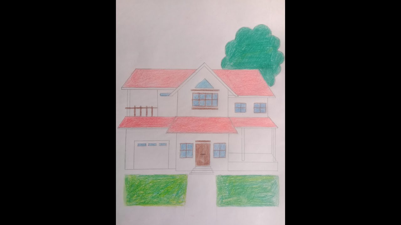 How to draw a house | beautiful house | drawing house - YouTube