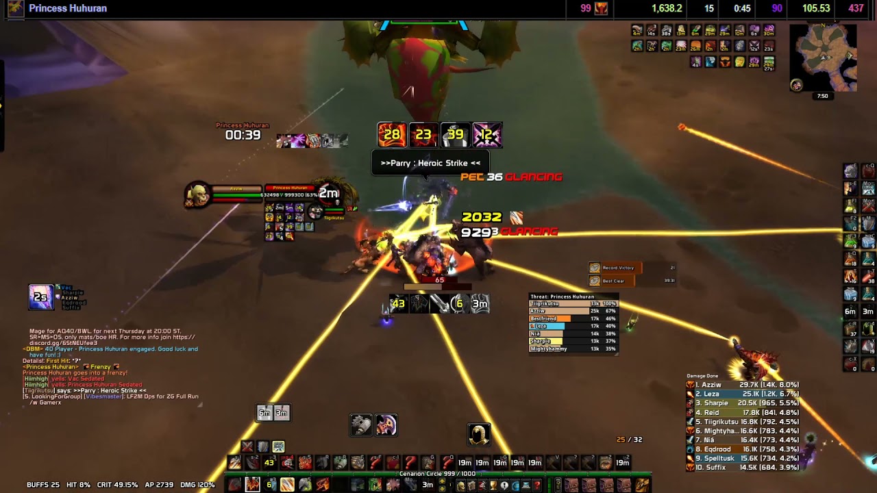Azziw - Princess Huhuran 99 - 1638.2 dps - Rank 437 - YouTube
