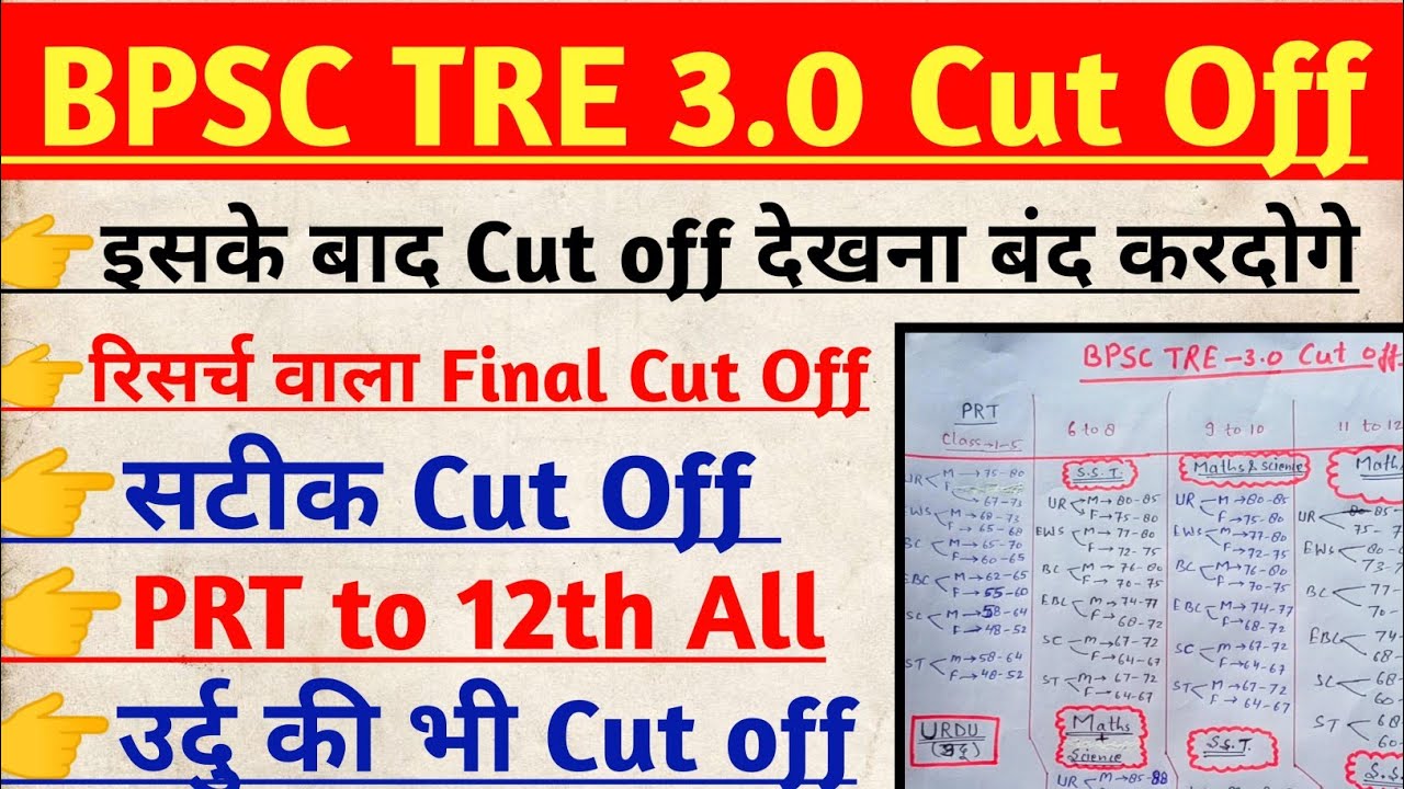 Bpsc Tre 3.0 Cut Off, bpsc Tre 3 result and Answer Key ...
