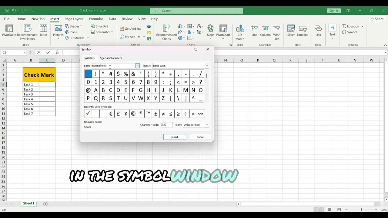How to Insert a Check Mark in Excel (Easy & Fast!) - YouTube